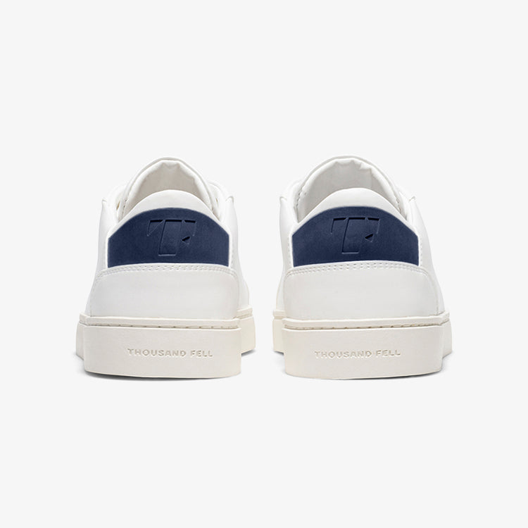 Men's Lace Up in White-Midnight Blue | Vegan Sneakers - Thousand Fell